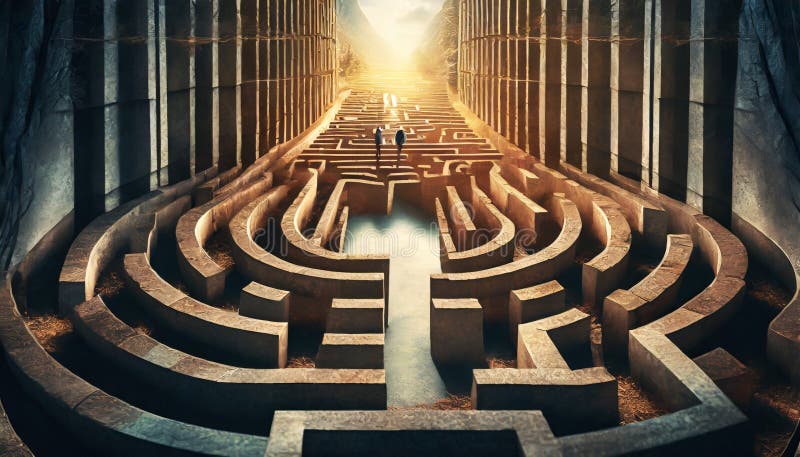 Abstract Illustrated Labyrinth Stock Illustration - Illustration of ...