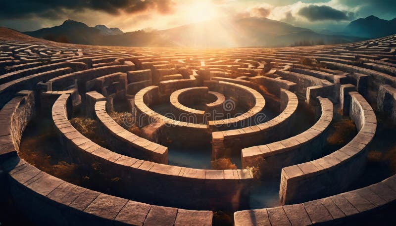 Abstract Illustrated Labyrinth Stock Illustration - Illustration of ...