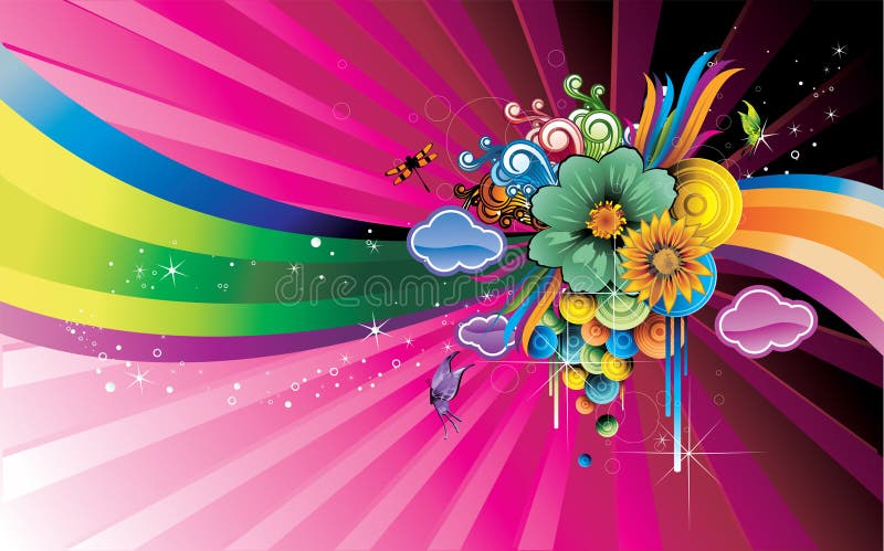 Gradient Fantasy Flowers stock illustration. Illustration of surreal ...