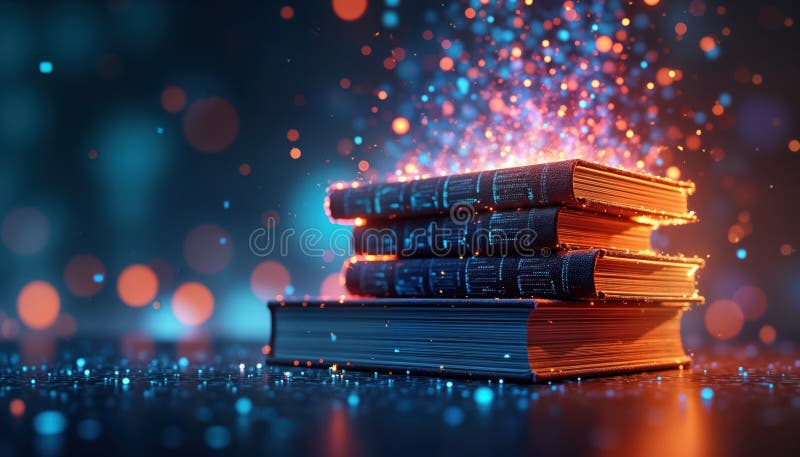 Abstract Illustration of AI Legal Framework. Stack of Books with ...