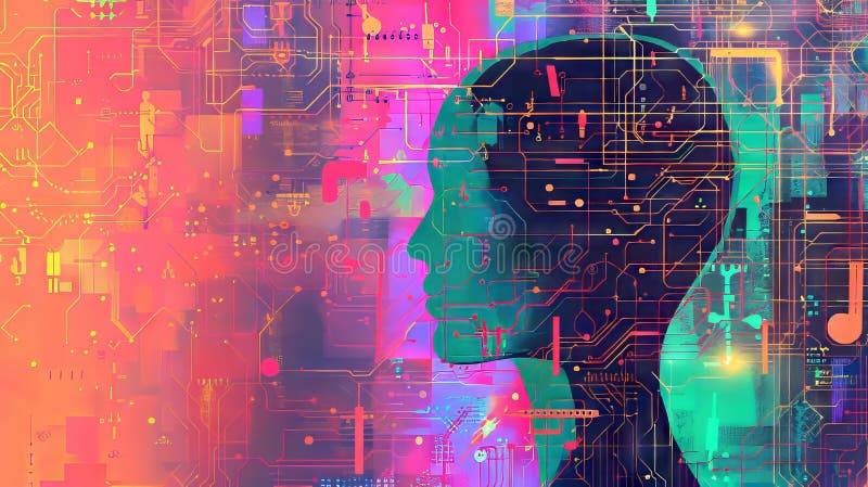 Abstract Illustration AI Technology on Human Society Stock Illustration ...