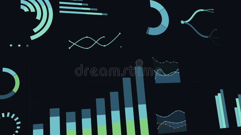 Abstract Illustration of Analyzing Data Graphs Slowly Appearing on Dark ...