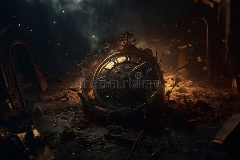 Abstract Illustration of Antique Destroyed Clock Stock Illustration ...