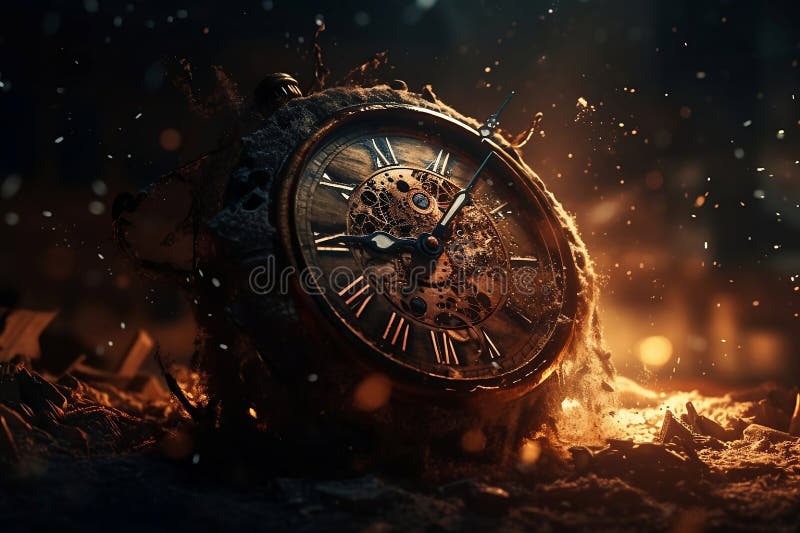 Abstract Illustration of Antique Destroyed Clock Stock Illustration ...