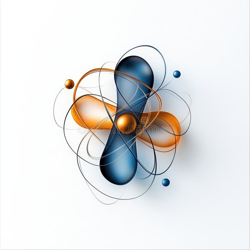 Abstract Illustration of Atom Structure with Colorful Orbs and Flowing ...