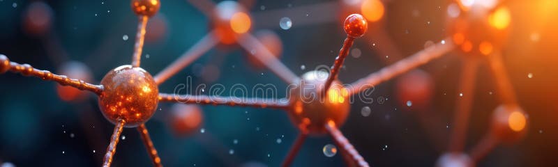 Abstract Illustration of Atoms, Molecules. Atoms Shown As Orange ...