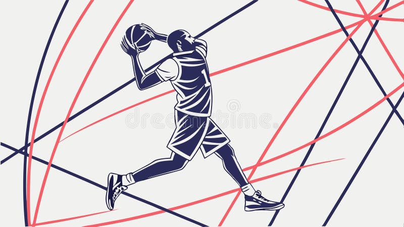 Abstract Illustration of Basketball Player in Motion Vector Design ...