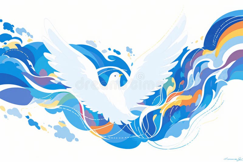 Abstract Illustration of a Beautiful White Peace Dove Flying Stock ...