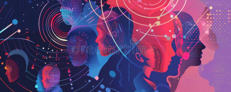 Abstract Illustration of Biometric Technology Featuring Interconnected ...