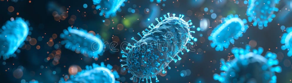 Abstract Illustration of Blue Microscopic Organisms Stock Illustration ...