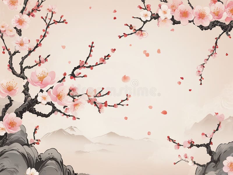 Abstract Illustration Border of a Japanese Traditional Japanese Apricot ...