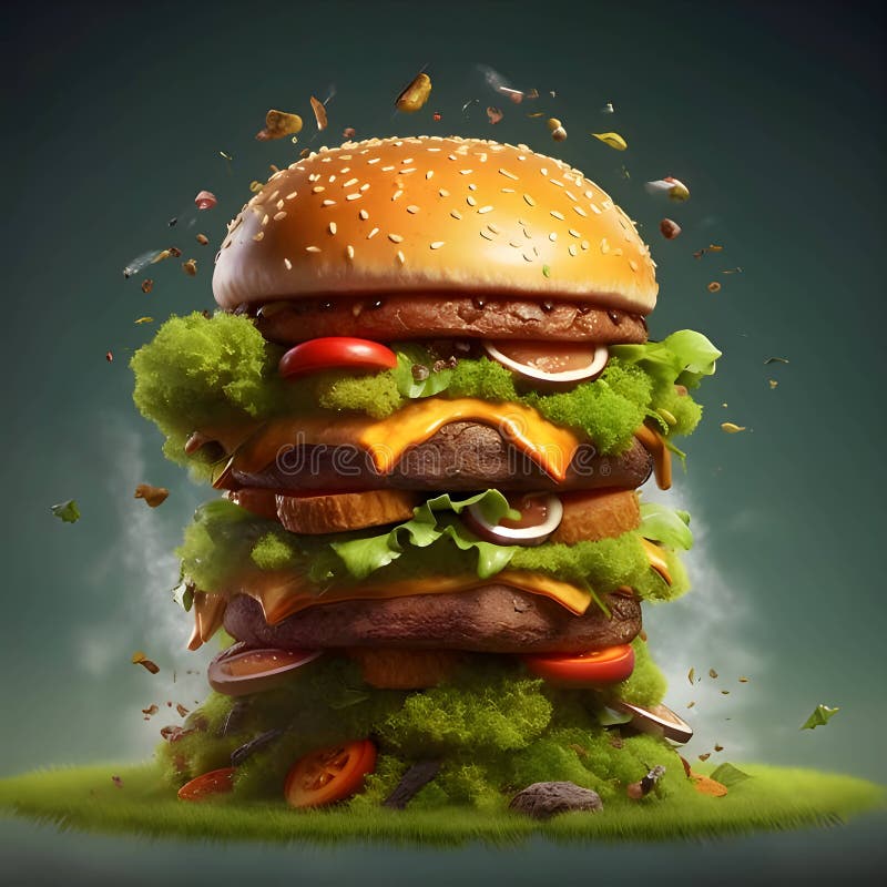 Abstract Illustration - Burger As Tree and Nature Stock Illustration ...