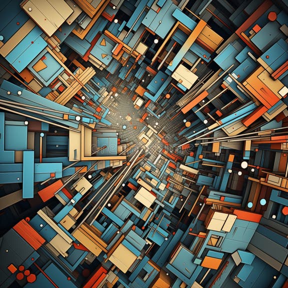 Abstract Chaos, Complex Algorithms, Reminiscent of Intricately Arranged ...