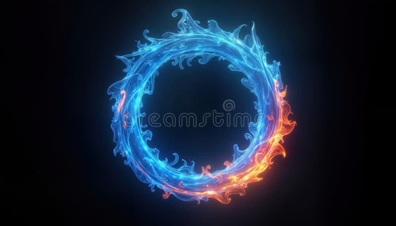 Abstract Illustration of Circle Shape Blue Fire Flames Isolated on ...