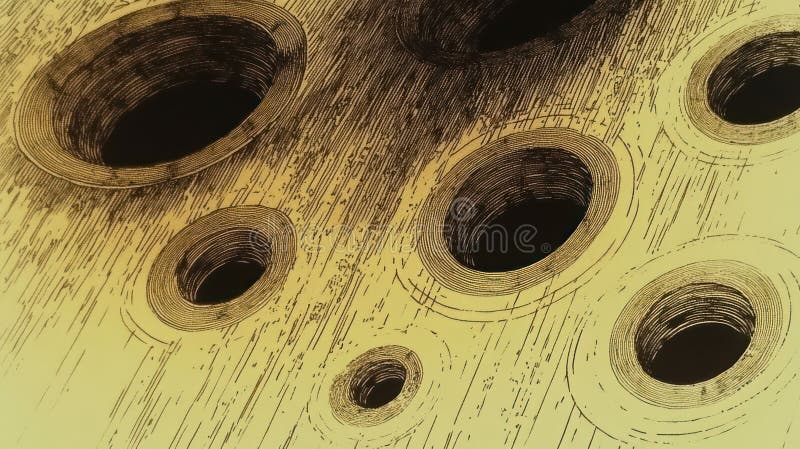 Abstract Circular Holes Pattern on Yellow Background Stock Illustration ...