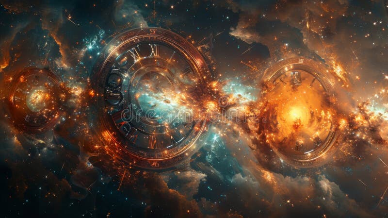 An Abstract Illustration of Clock Gears Merging with an Ethereal ...