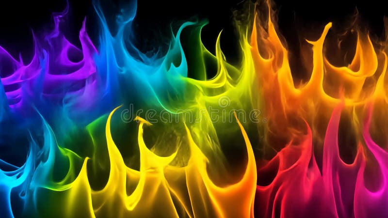 Abstract Illustration of a Closeup of Rainbow-colored Flames, Isolated ...