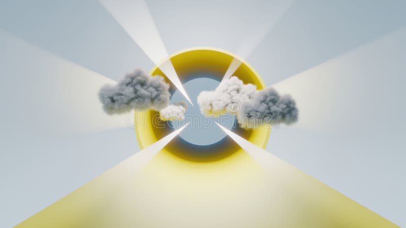 Abstract Illustration of Clouds and Rays of Light Emerging from a ...