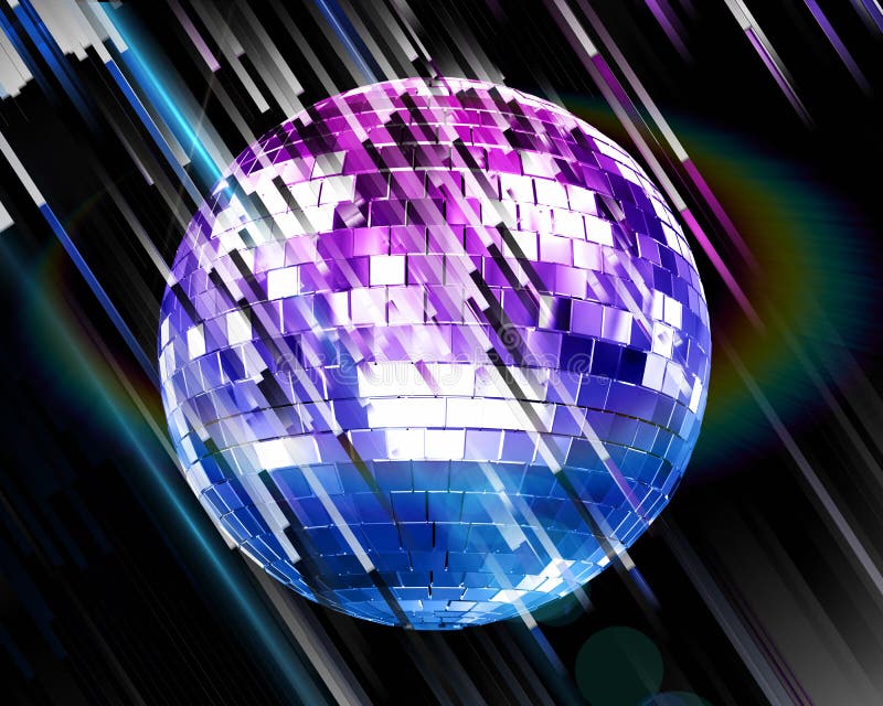 3d Render Illustration Disco Ball with Color Rays, Night Party Stock ...