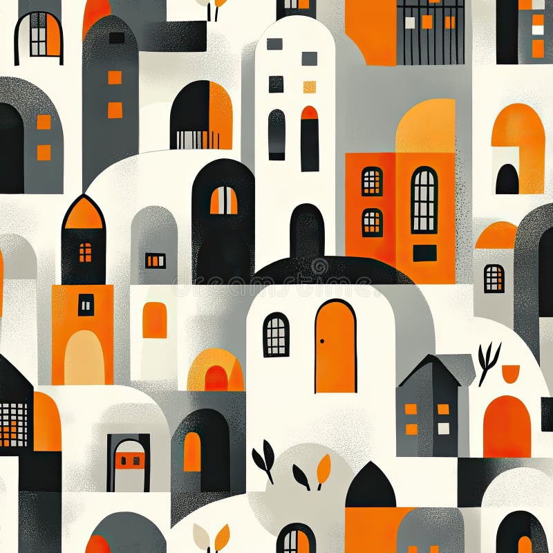 Abstract Illustration of Colorful Buildings in Geometric Patterns for ...