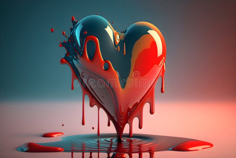 Abstract Illustration of Colorful Heart with Dripping Paint Generative ...