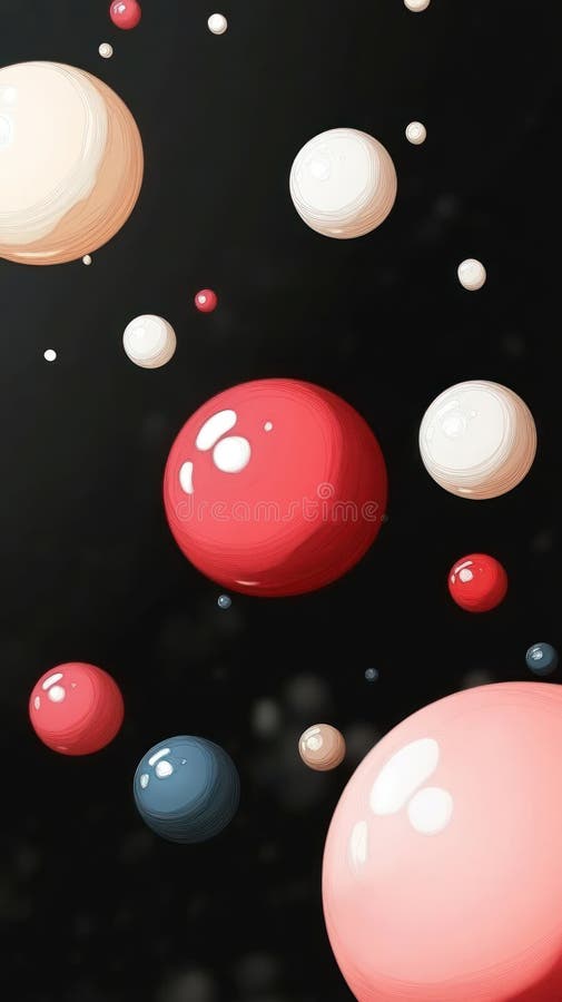 Abstract Illustration of Colorful Spheres Floating in a Dark Space ...