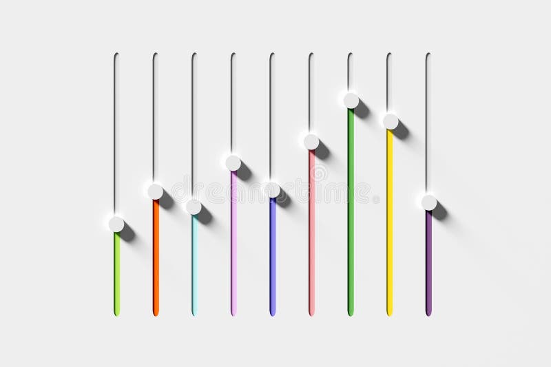 Colorful Vertical Sliders Forming a Graphic Equalizer Controlling ...
