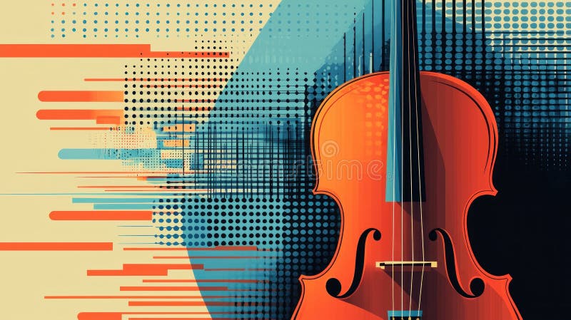 Abstract Illustration of a Colorful Violin with Dynamic Background ...