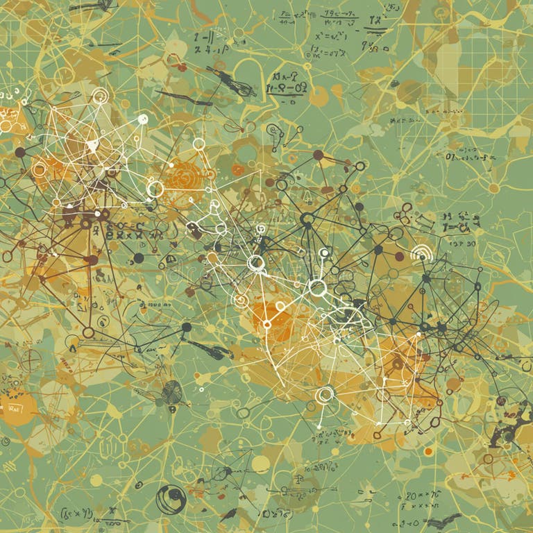 Abstract Illustration Combining Mathematics and Science Elements ...