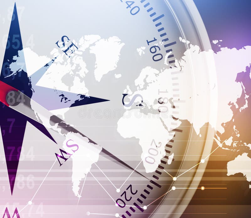 Abstract Illustration with Compass and World Map Stock Illustration ...
