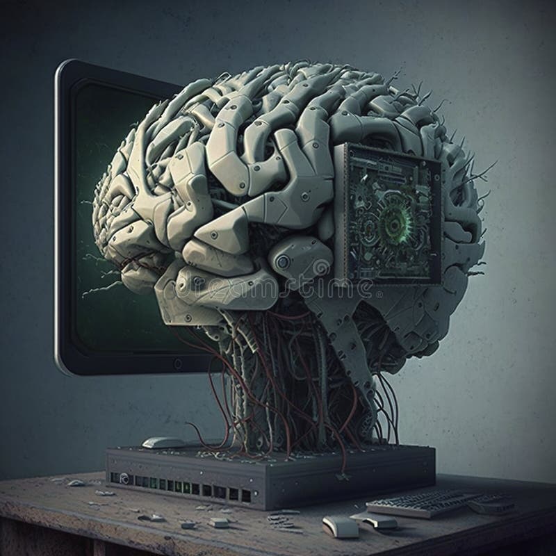 Computer Brain. Generative AI Stock Illustration - Illustration of ...