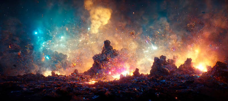 Abstract Illustration of the Cosmos on the Theme of the Origin of Life ...