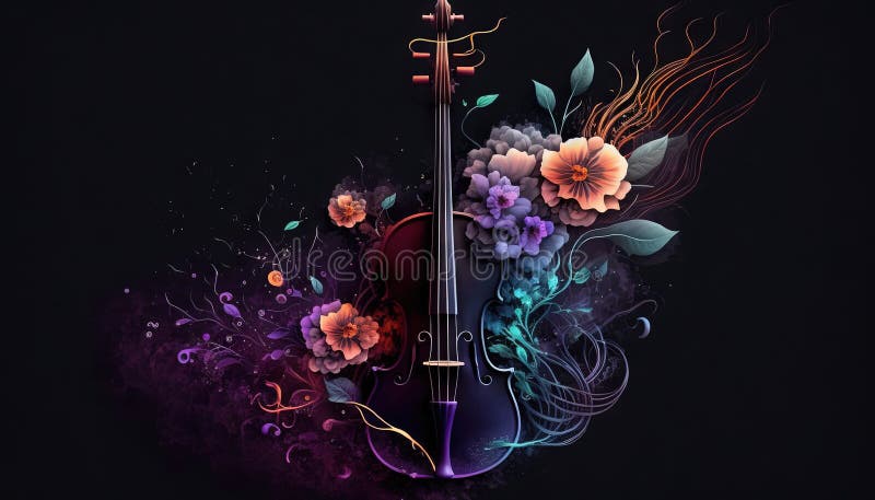 Abstract Illustration Creative Violin Beautiful Generative AI Stock ...