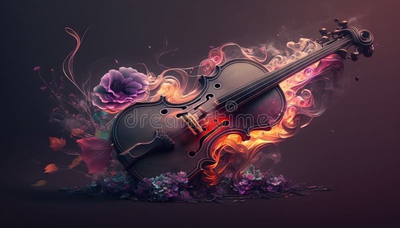 Abstract Illustration Creative Violin Beautiful Generative AI Stock ...