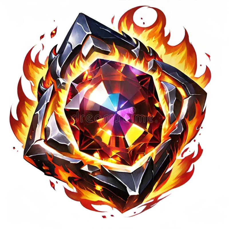 Abstract Illustration of Crystal Diamond with Fire Stock Illustration ...