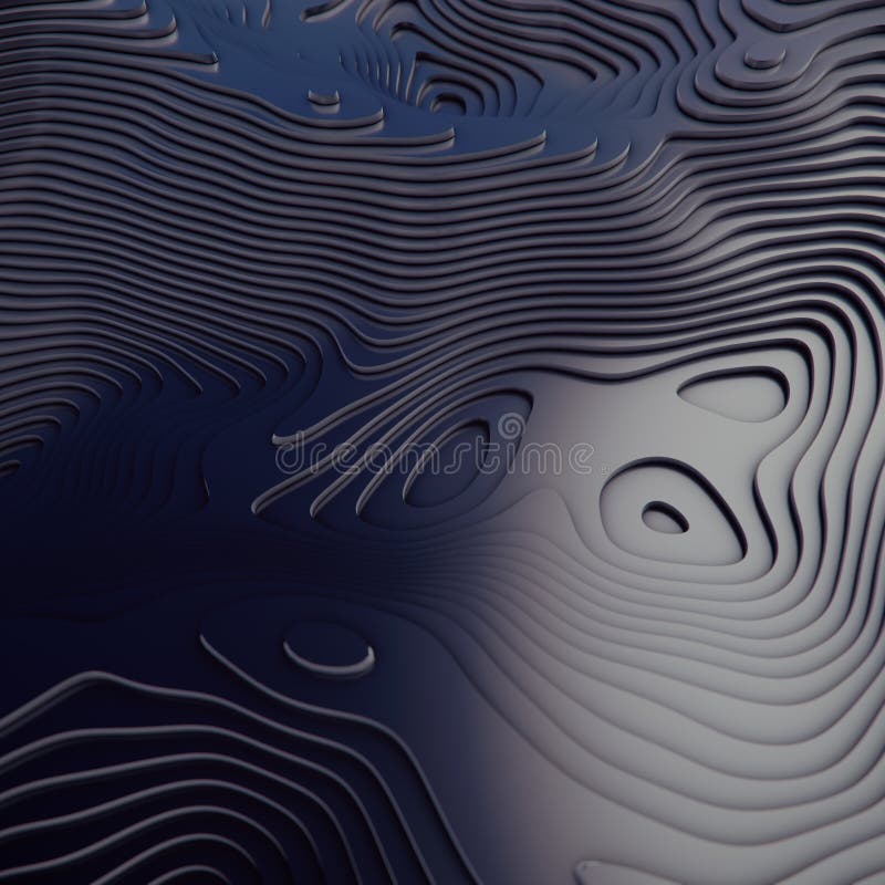 Abstract Illustration of Dark Wavy Geometric Pattern. 3d Rendering ...