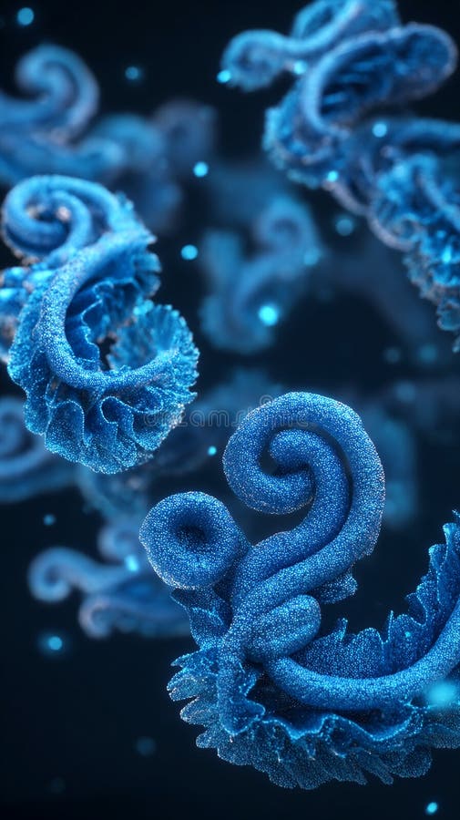 Abstract Illustration Depicting Blue, Spiral-shaped Structures ...