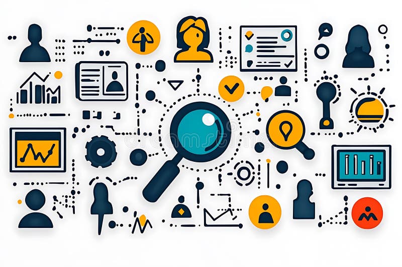 Abstract Illustration Depicting Business Research Human Resources and ...