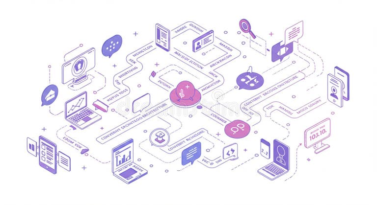 Abstract Illustration Depicting a Digital Network or Workflow Process ...
