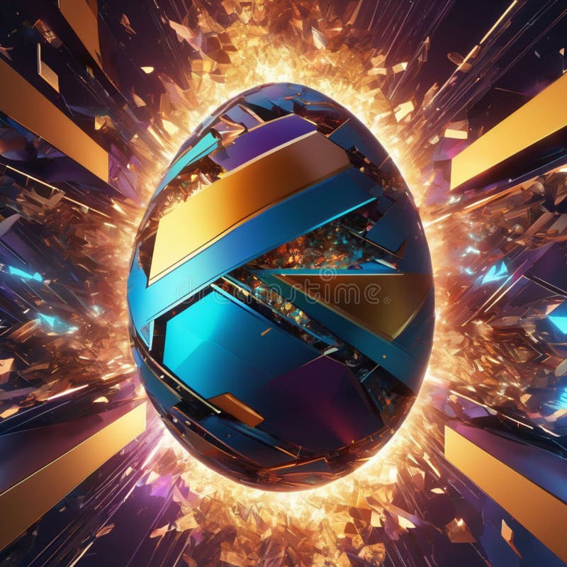 Abstract Illustration Depicting an Easter Egg Broken into Many ...