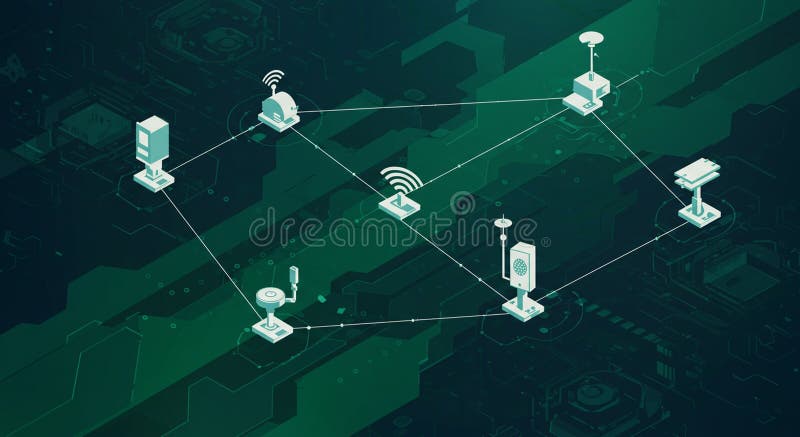 Abstract Illustration Depicting a Futuristic Network of Technological ...