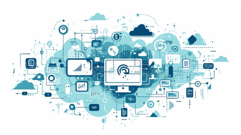 Digital Network Illustration Showcasing IoT and Global Connectivity ...
