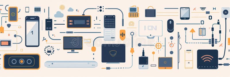 An Abstract Illustration Depicting a Network of Connected Devices ...
