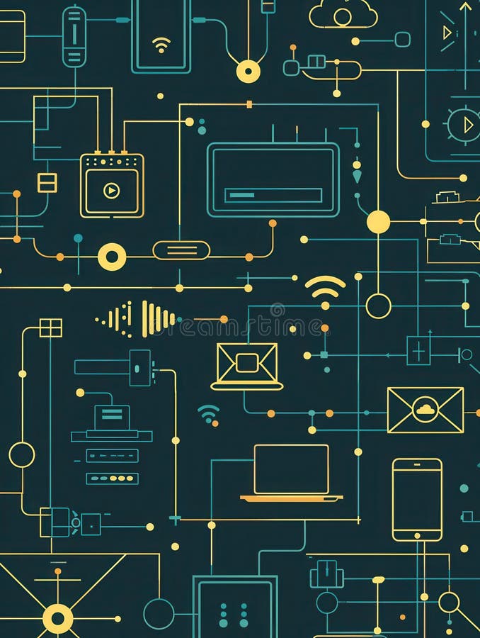 An Abstract Illustration Depicting a Network of Interconnected Devices ...