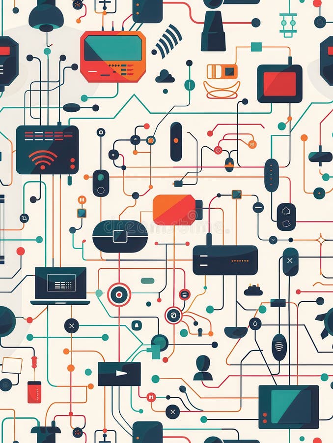 An Abstract Illustration Depicting a Network of Interconnected Routers ...