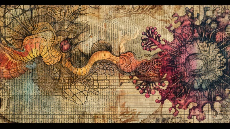 Abstract Illustration Depicting Organic Forms and Intricate Patterns ...