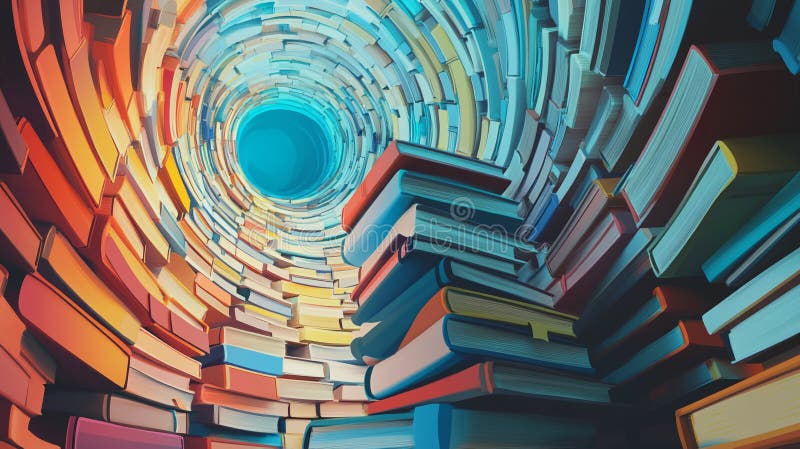 Colorful Books Tunnel Abstract Library Knowledge Vortex Education ...