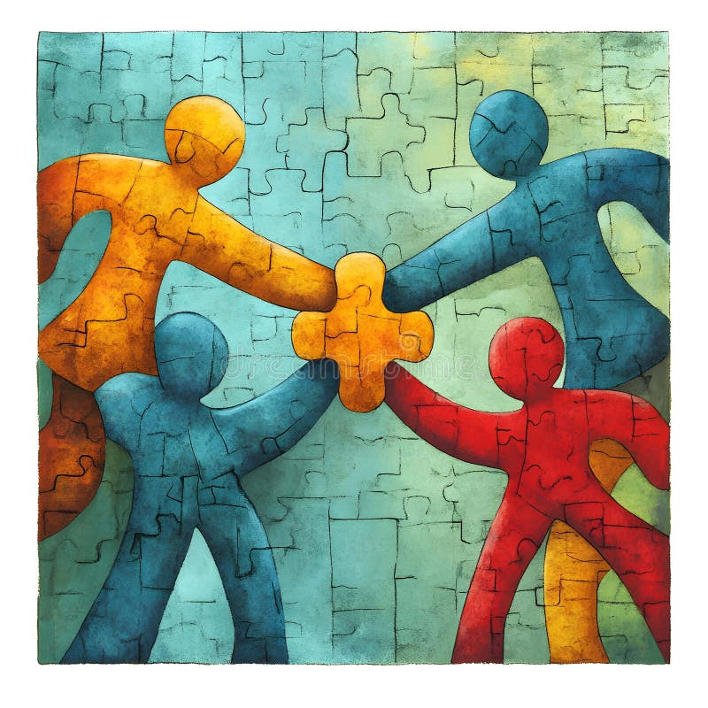 Abstract Illustration Depicting Teamwork and Collaboration Stock ...