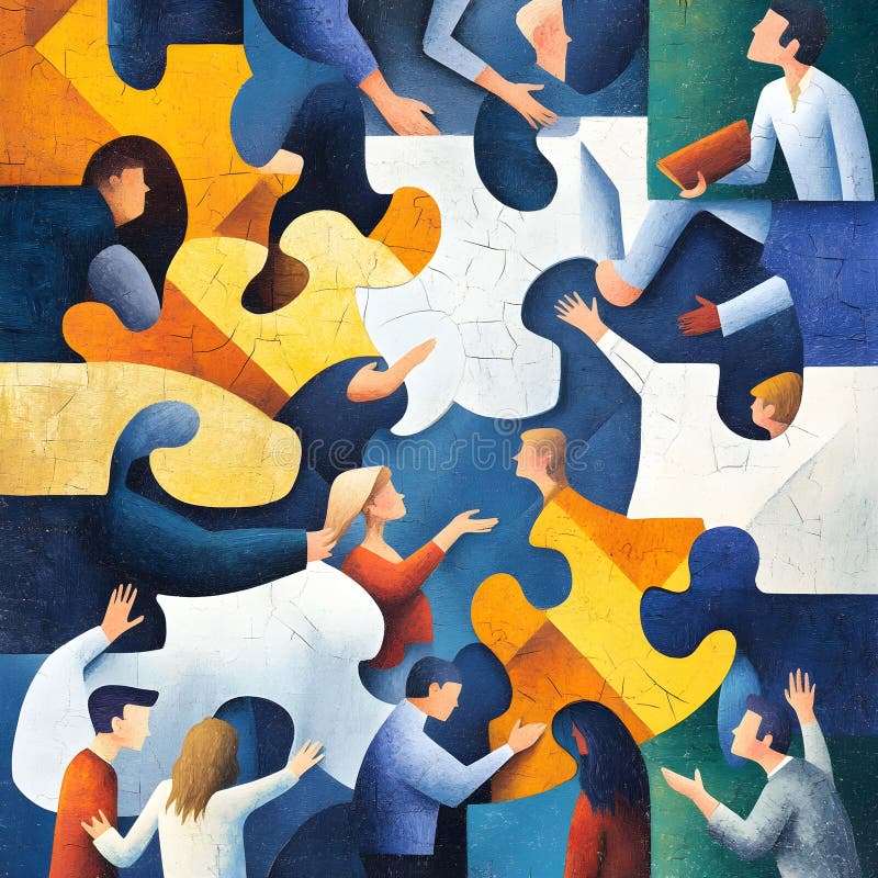 Abstract Illustration Depicting Teamwork and Collaboration Stock ...