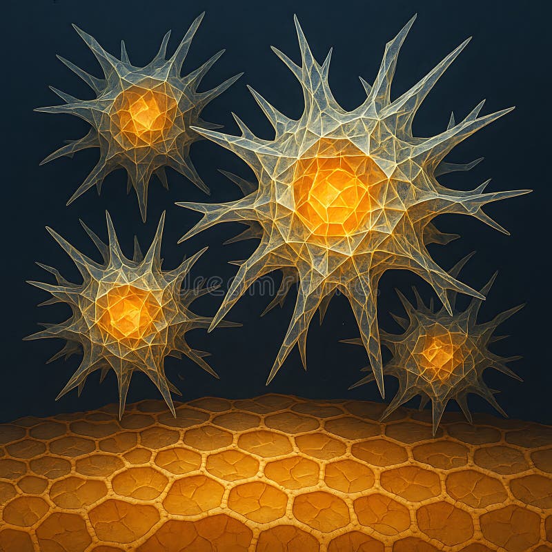 Viral Infection on Cellular Level Stock Illustration - Illustration of ...